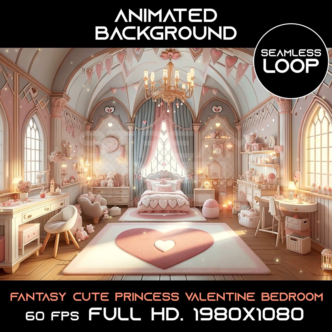 Animated Virtual Background Seamless Loop Fantasy Cute Princess ...