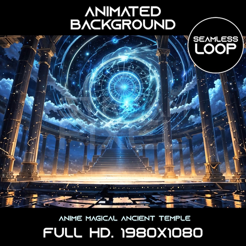 Animated Virtual Background Anime Magical Ancient Temple Lofi Vtuber ...