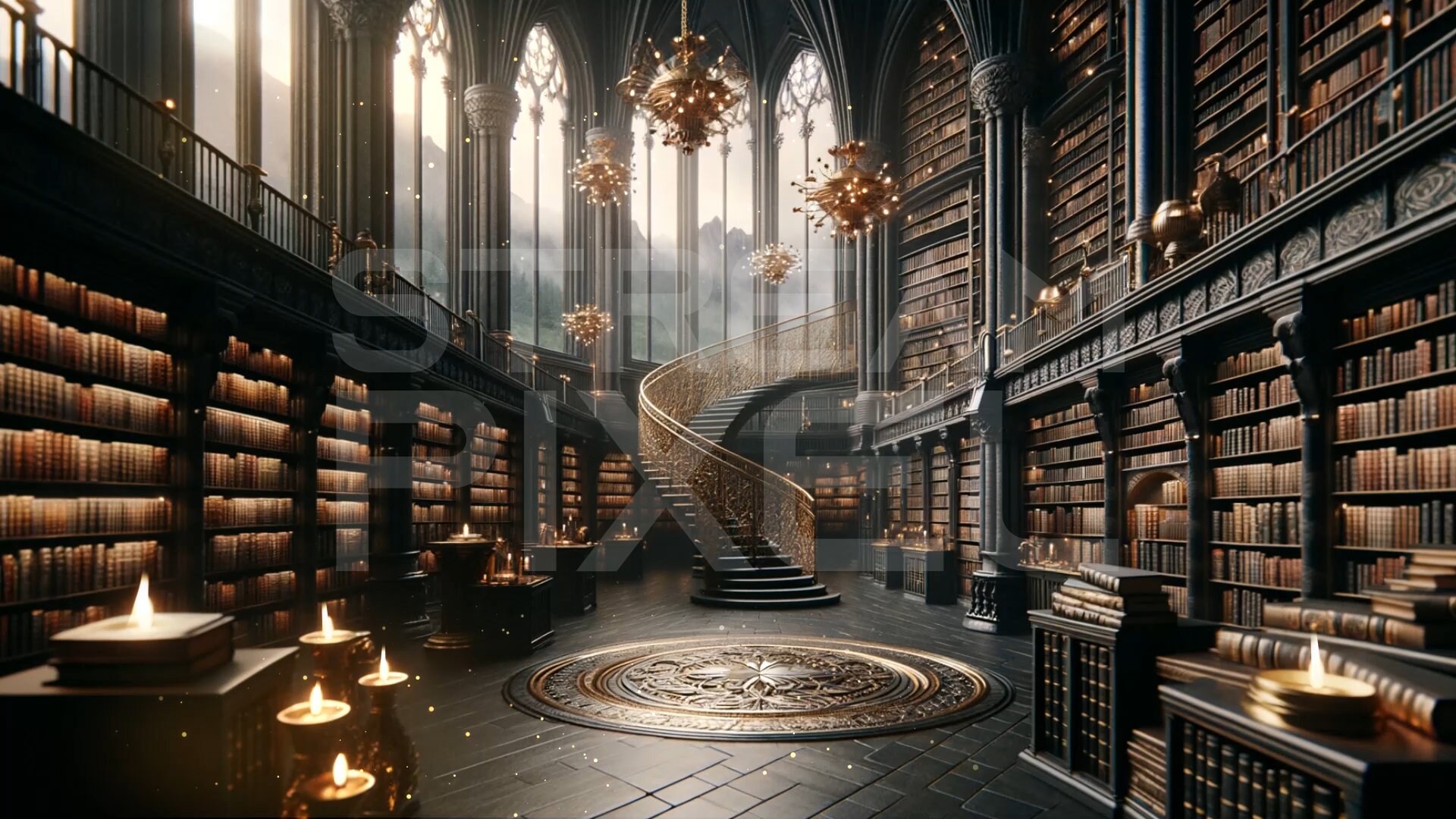 Animated Virtual Background Seamless Magical Libraly Lofi Vtuber Twitch ...