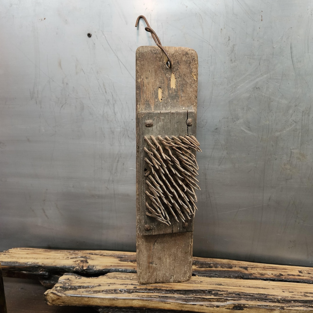 Antique Wood & Iron Flax Comb | 1800's Heckel Carder | Primitive ...