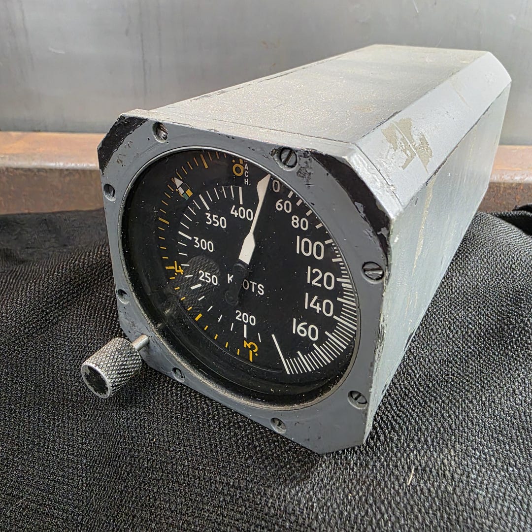 Mach Airspeed Indicator Flight Gauge | Vintage Cockpit Instrument | DC ...