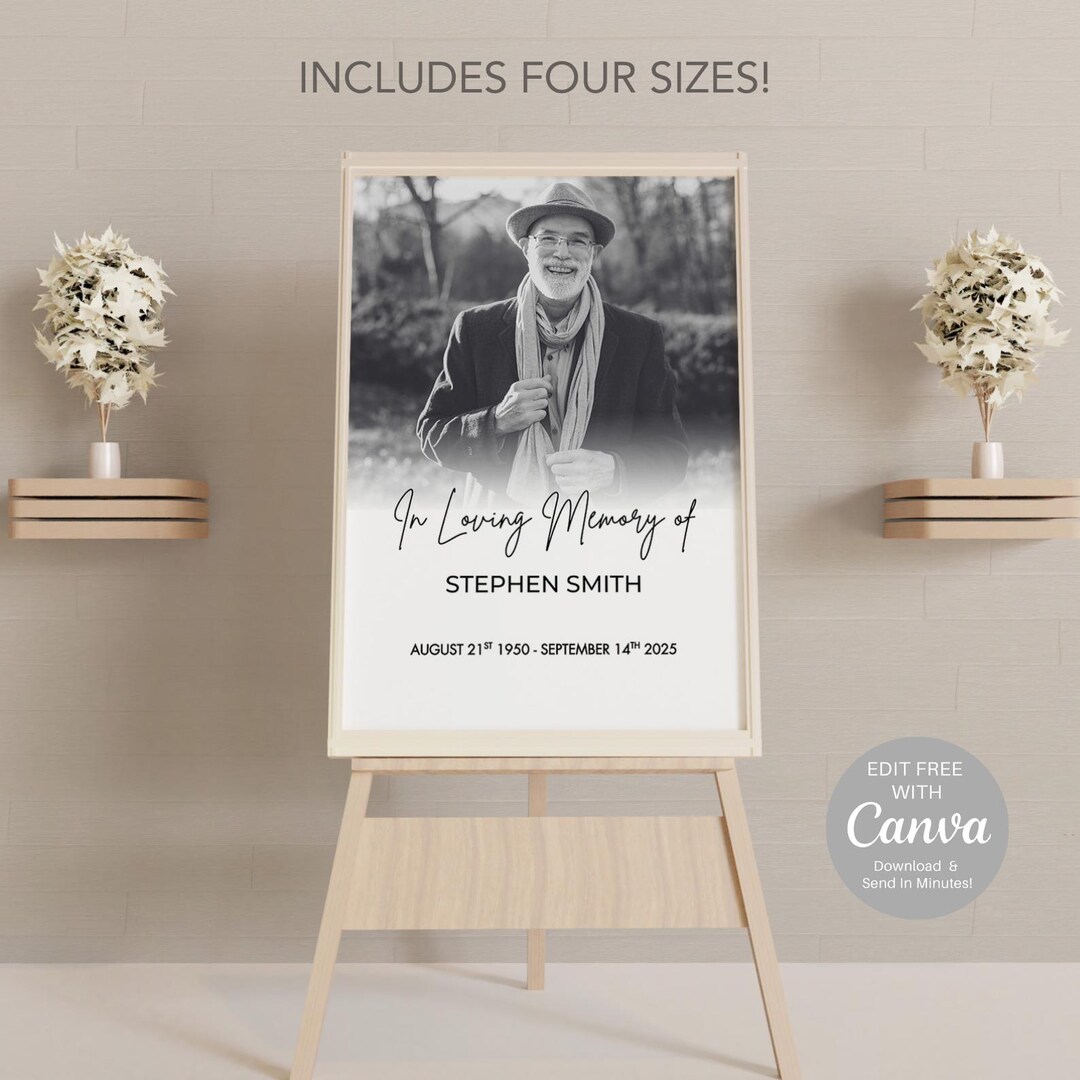Funeral Welcome Sign, Printable & Editable Template - in Loving Memory ...