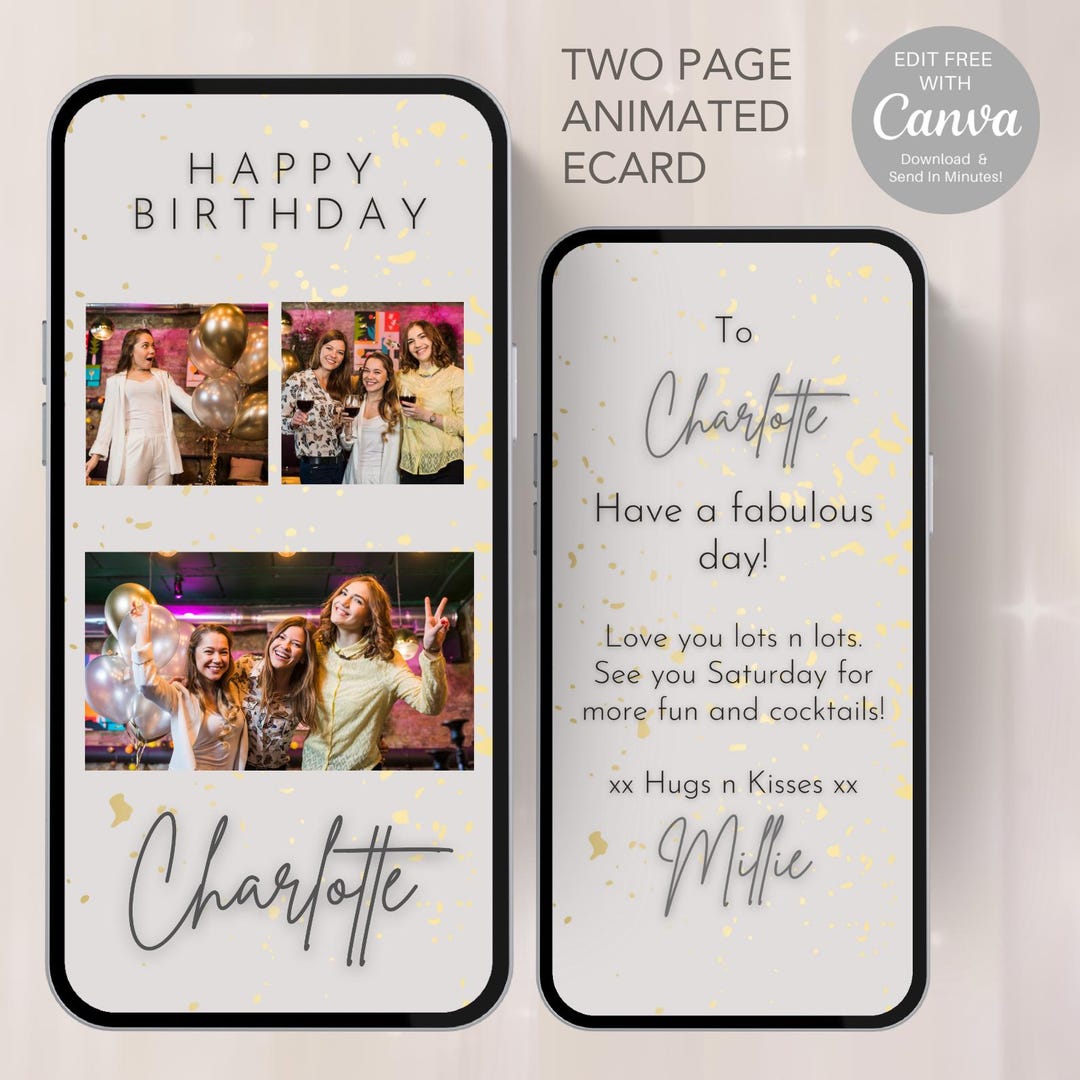 Photo Birthday Card, Digital Download, Edit & Send in Minutes! Animated ...