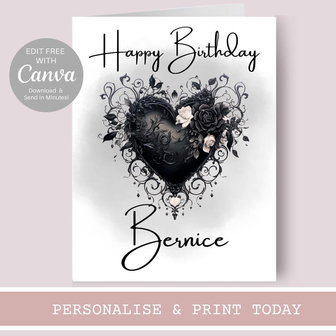 Printable Gothic Style Birthday Card | Digital Download Template to ...