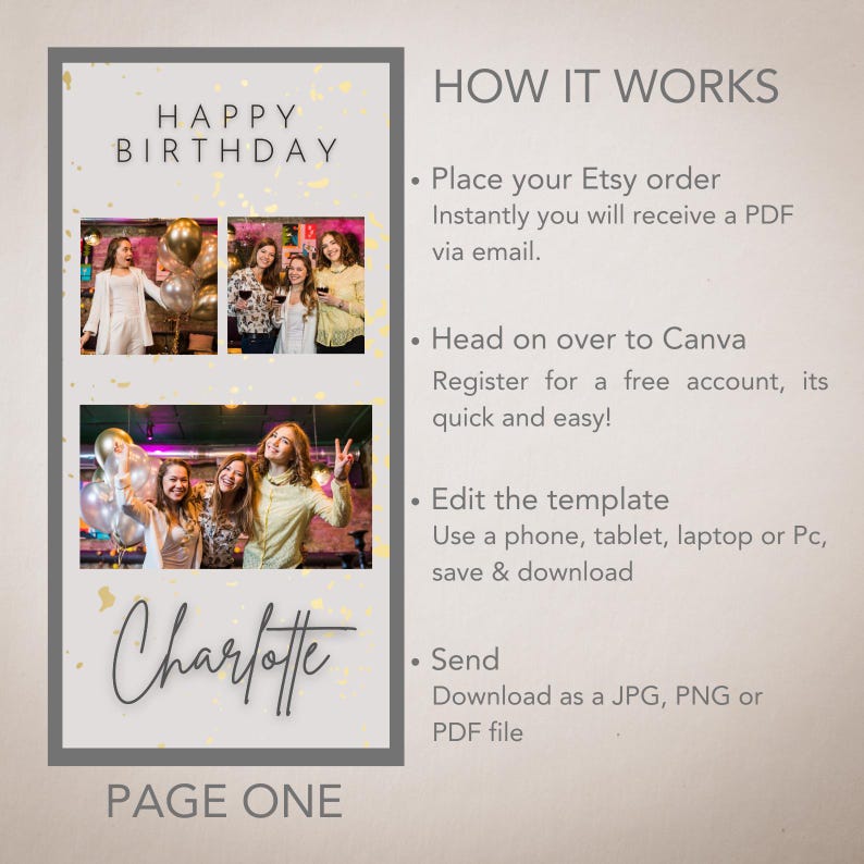 Photo Birthday Card, Digital Download, Edit & Send in Minutes! Animated ...