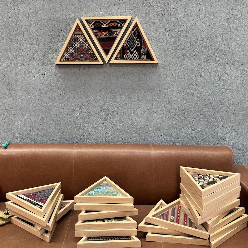 Turkish Kilim Design Rug Wall Art, Triangle Wall Decor, Handmade Wall ...