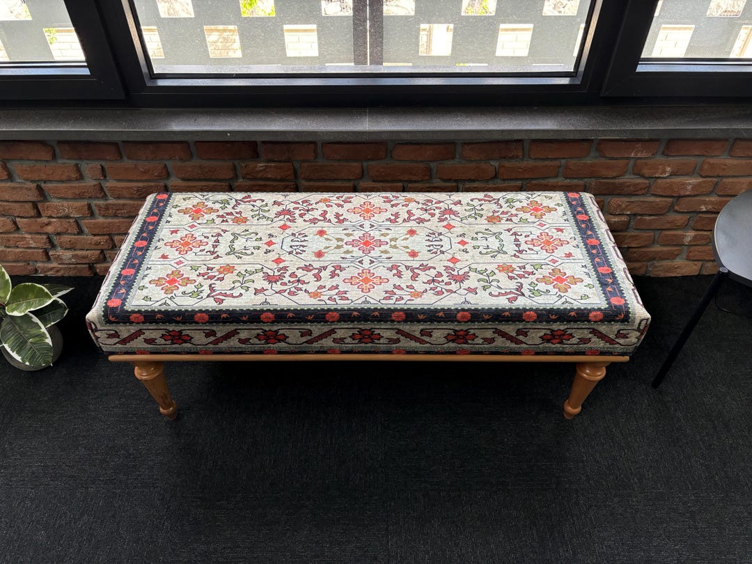 Handmade Ottoman Bench, Turkish Rug Bench, Wood Ottoman Bench ...