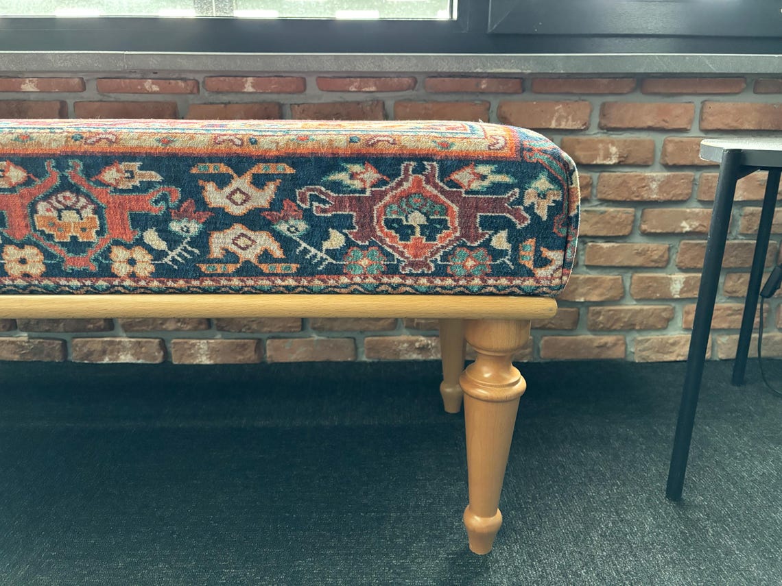 Ottoman Stool, Aztec Upholstered Bench, Turkish Rug Bench, Upholstered ...