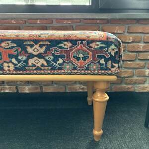 Ottoman Stool, Aztec Upholstered Bench, Turkish Rug Bench, Upholstered ...