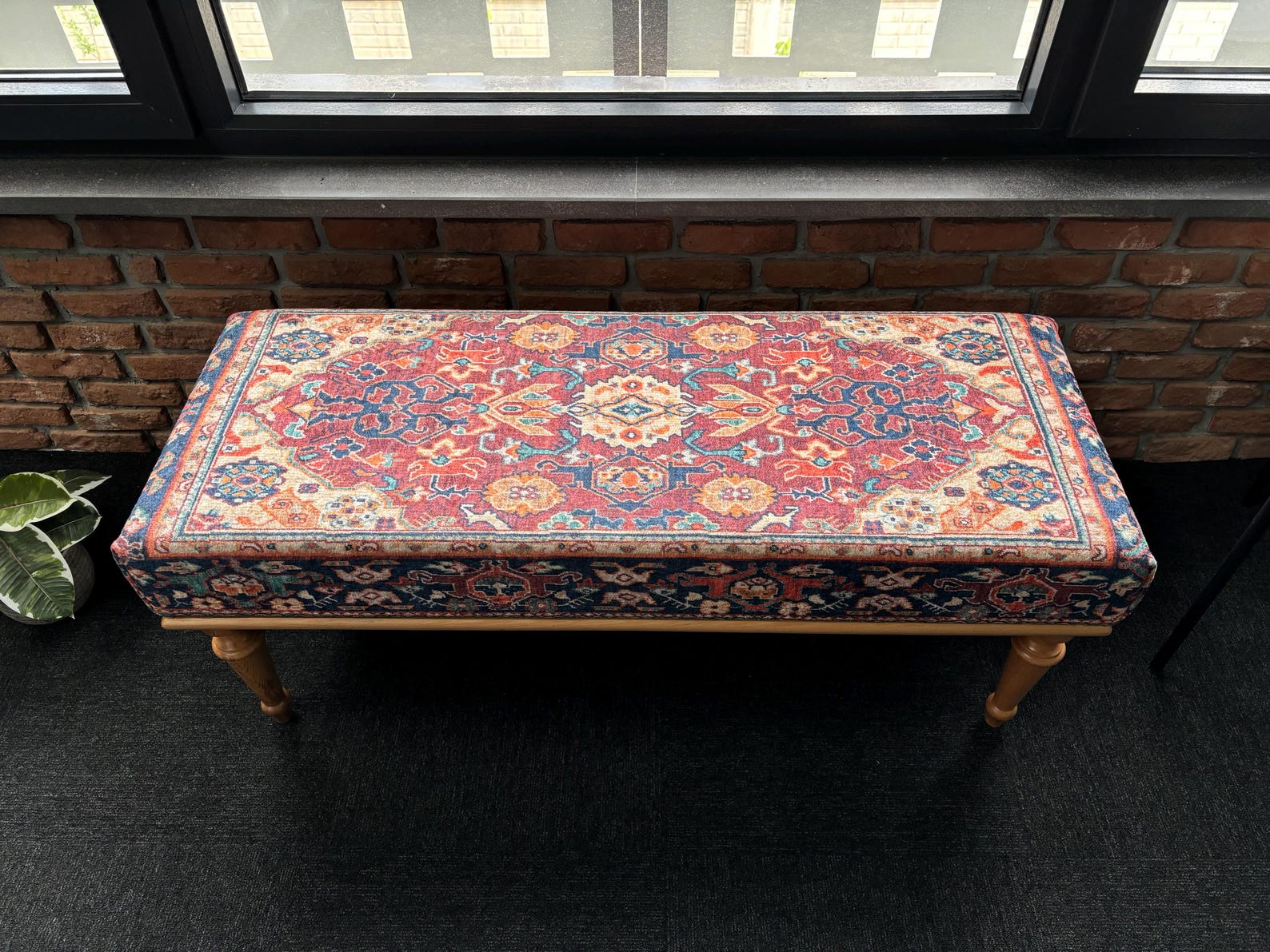 Ottoman Stool, Aztec Upholstered Bench, Turkish Rug Bench, Upholstered ...