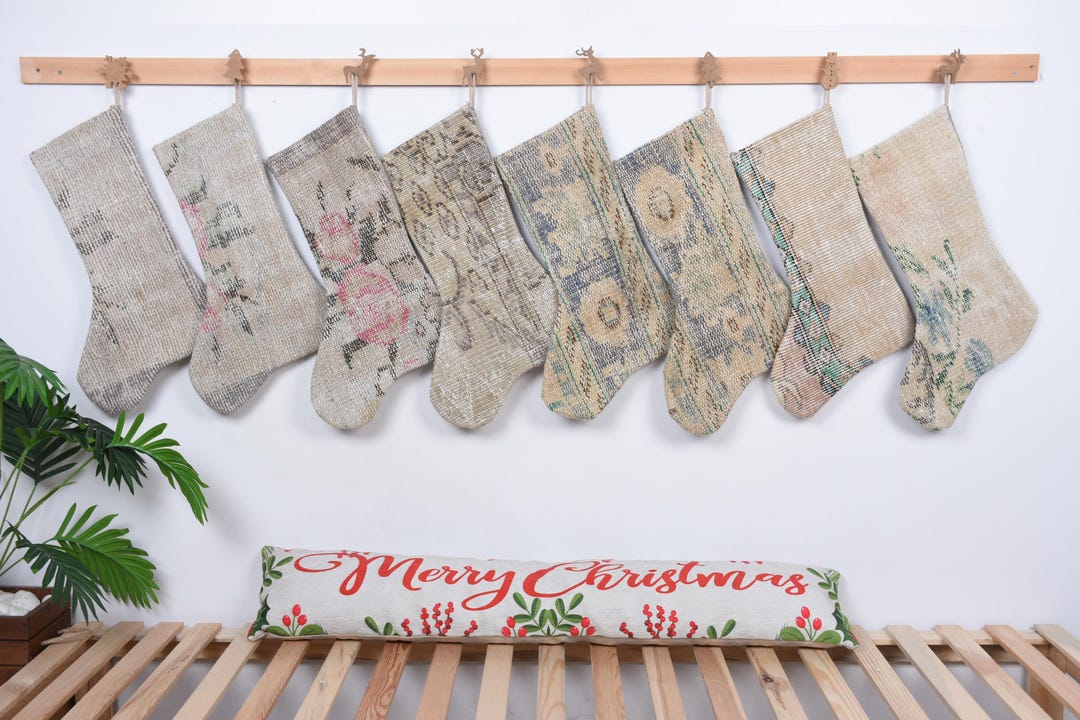 Christmas Stocking Set, Recycled Rug Stocking, Eco-friendly Christmas ...