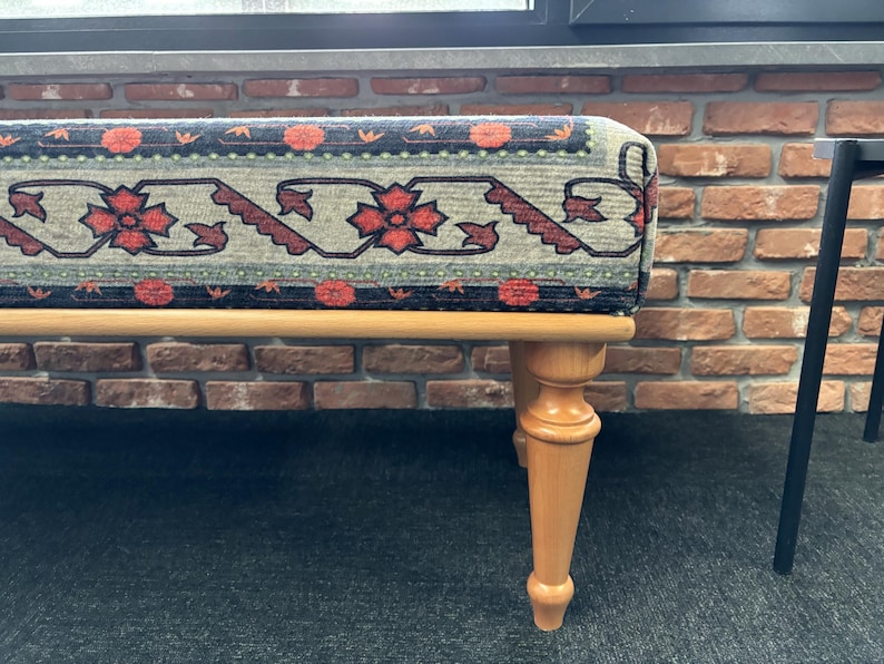 Handmade Ottoman Bench, Turkish Rug Bench, Wood Ottoman Bench ...
