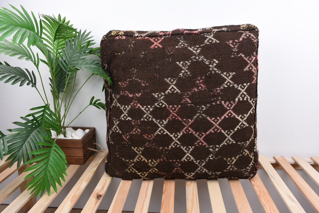 Traditional Turkish Pouf, Valentines Day Gift, 24x24x6 Turkish Kilim ...