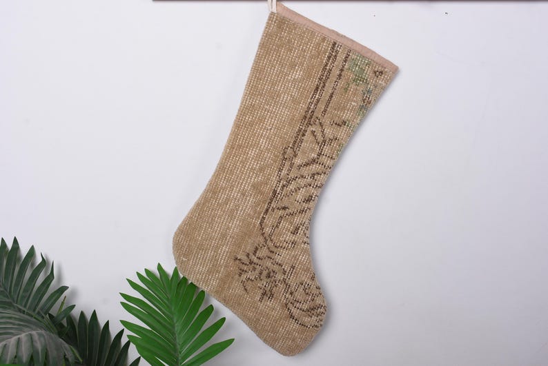 Handmade Kilim Christmas Stocking, Vintage Rug Holiday Decor ...