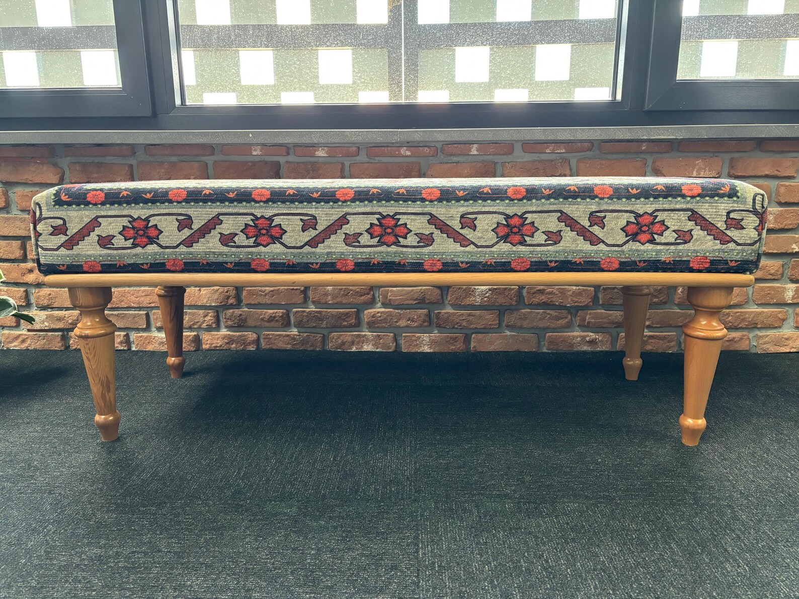 Handmade Ottoman Bench, Turkish Rug Bench, Wood Ottoman Bench ...