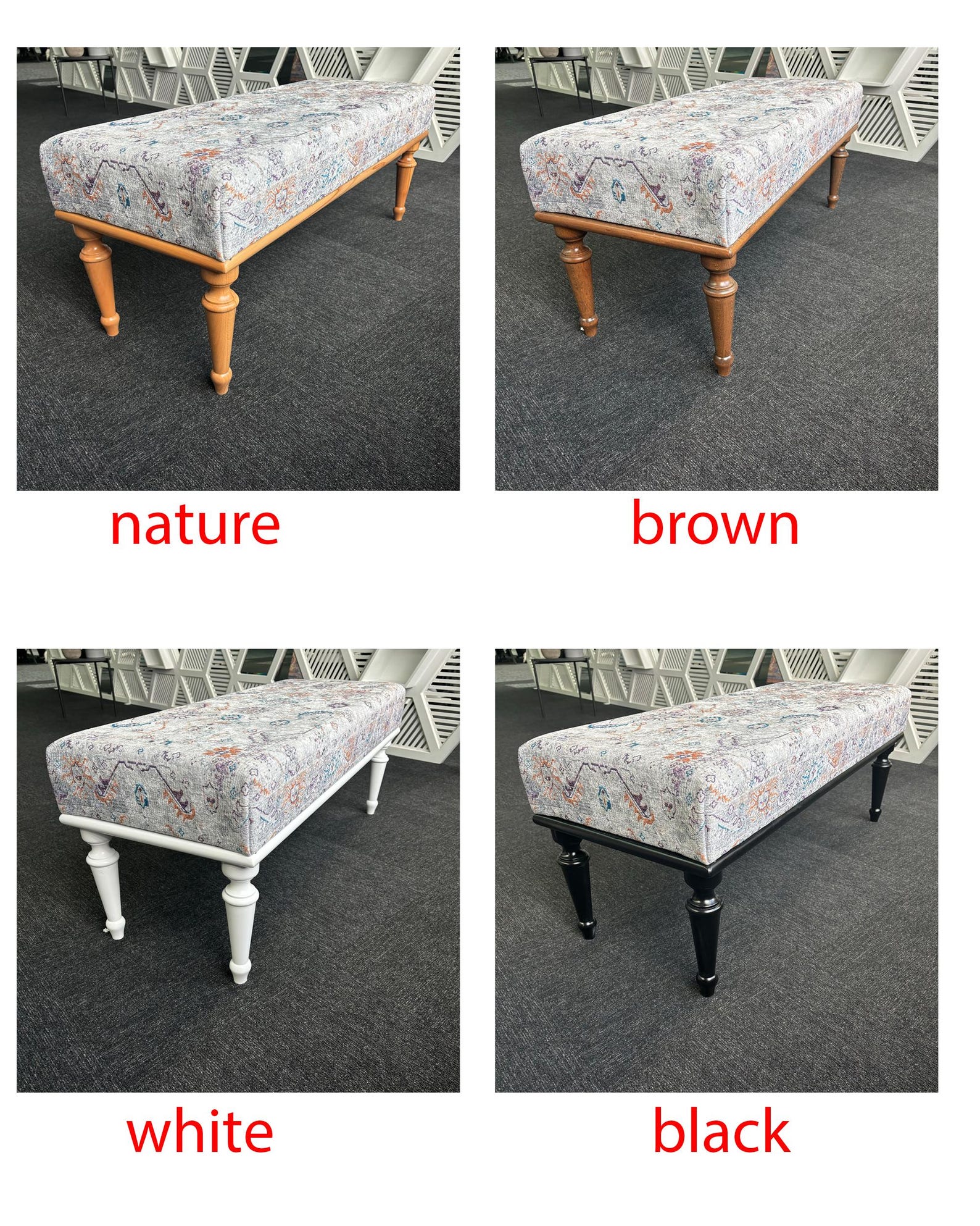 Ottoman Stool, Aztec Upholstered Bench, Turkish Rug Bench, Upholstered ...