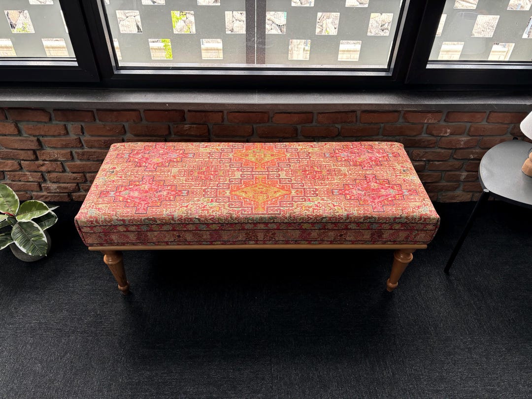 Turkish Rug Bench, Aztec Upholstered Bench, Handmade Ottoman Bench ...