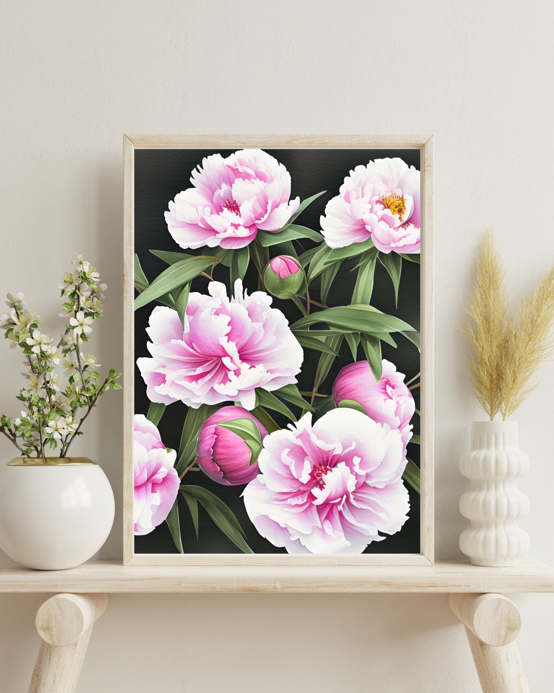 Watercolor Pink Flower Printable. Printable Wall Art. Digital Art. Pink ...
