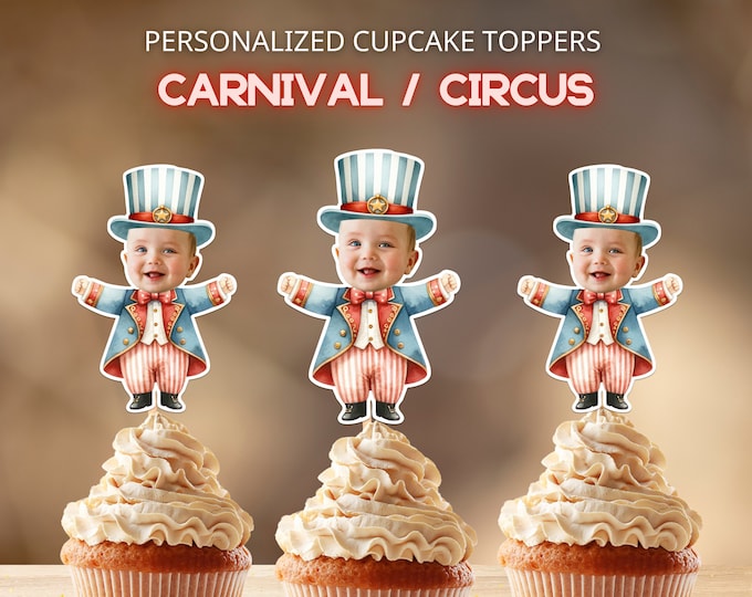 Carnival Party Cupcake Toppers/circus Party Cupcake Toppers/circus Birthday Cupcake Toppers ...