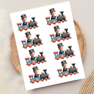 Train Conductor Face Cupcake Toppers, Custom Baby Photo Toppers, Train ...