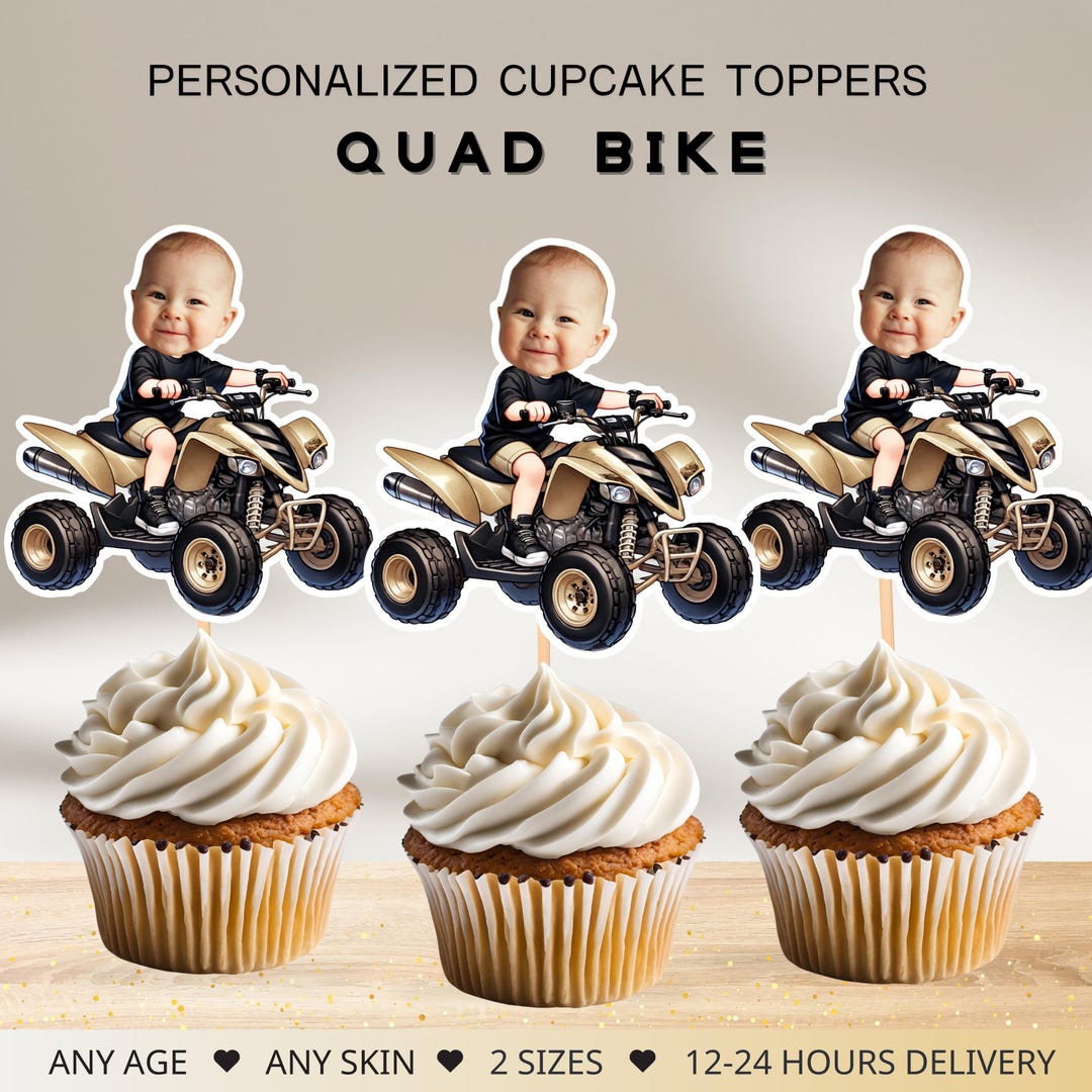 Personalized Quad Bike Cupcake Toppers: Birthday Party Decor (digital ...