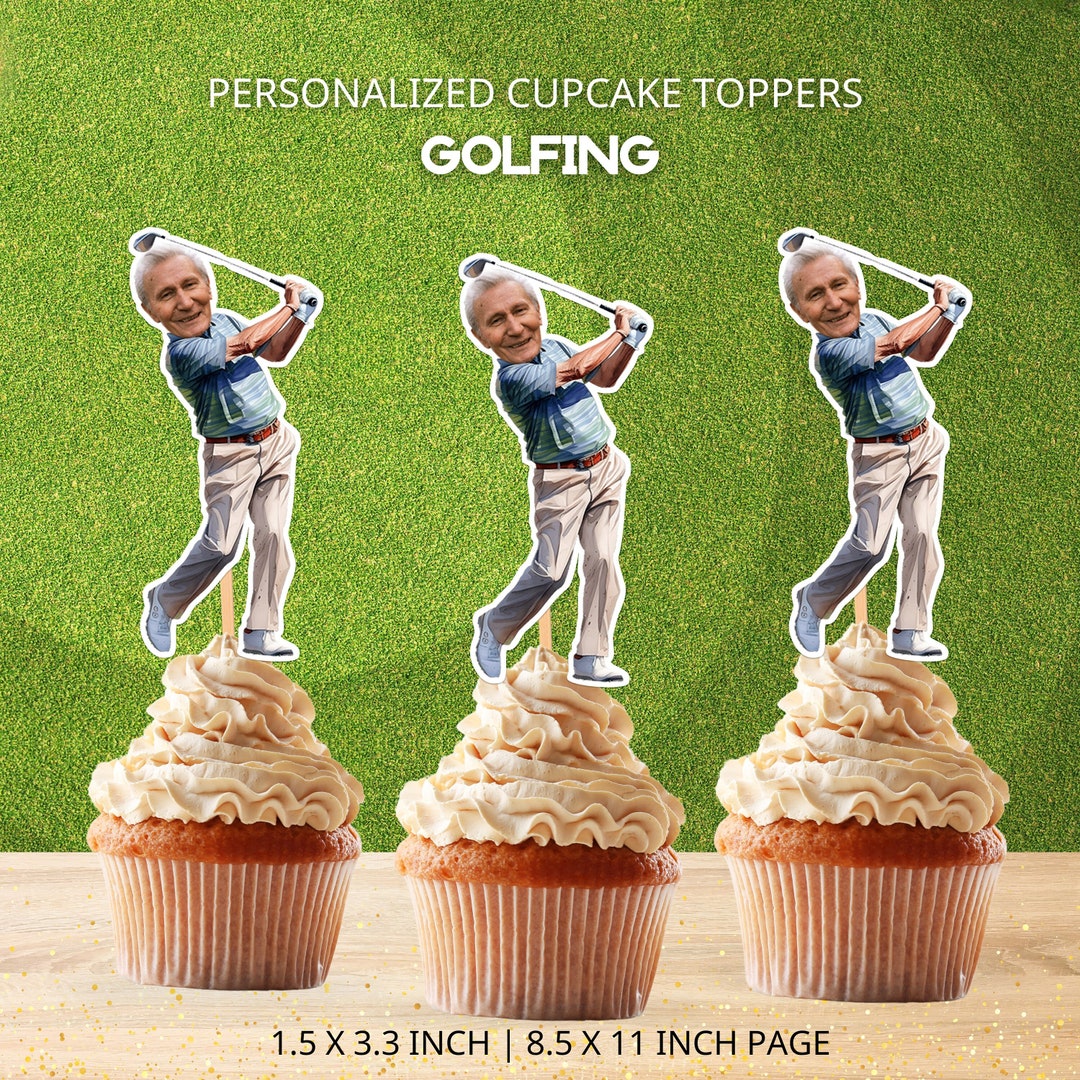 Golfing Personalized Cupcake Toppers, Photo Cupcake Toppers, Man Face ...