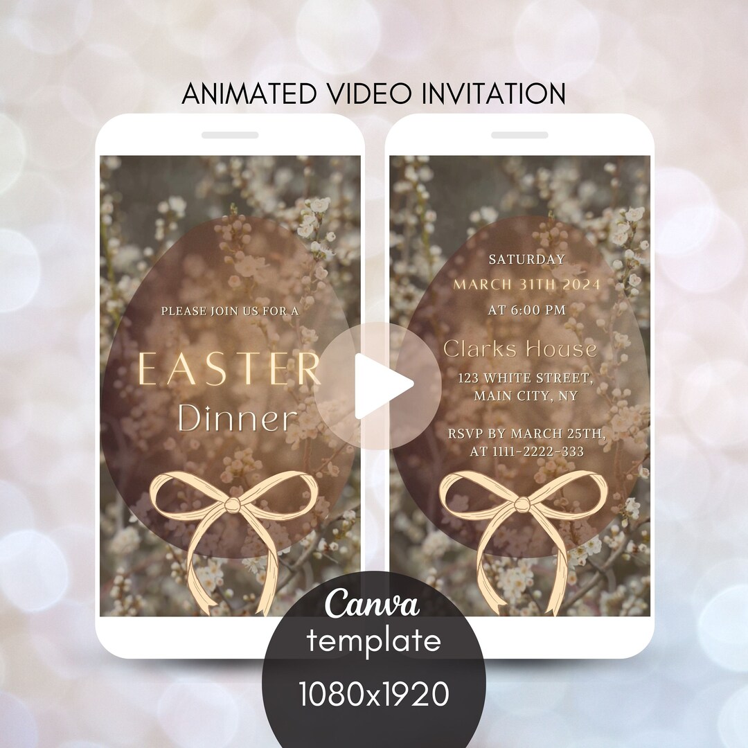 Easter Dinner Invitation, Easter Video Evite Brunch, Egg Hunt Animated ...