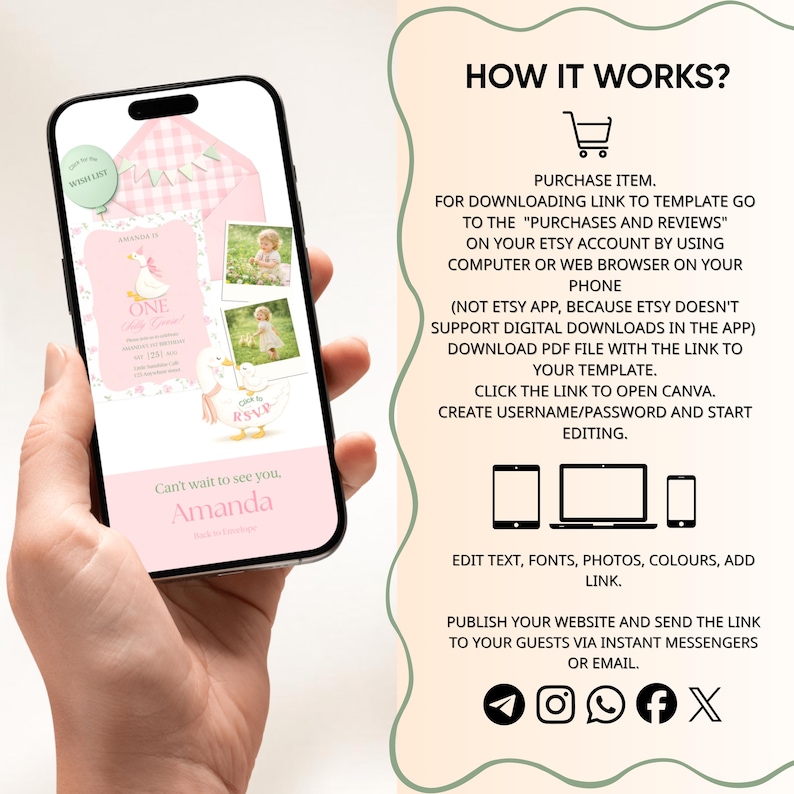 One Silly Goose Birthday Website Invitation | Editable Canva Template ...