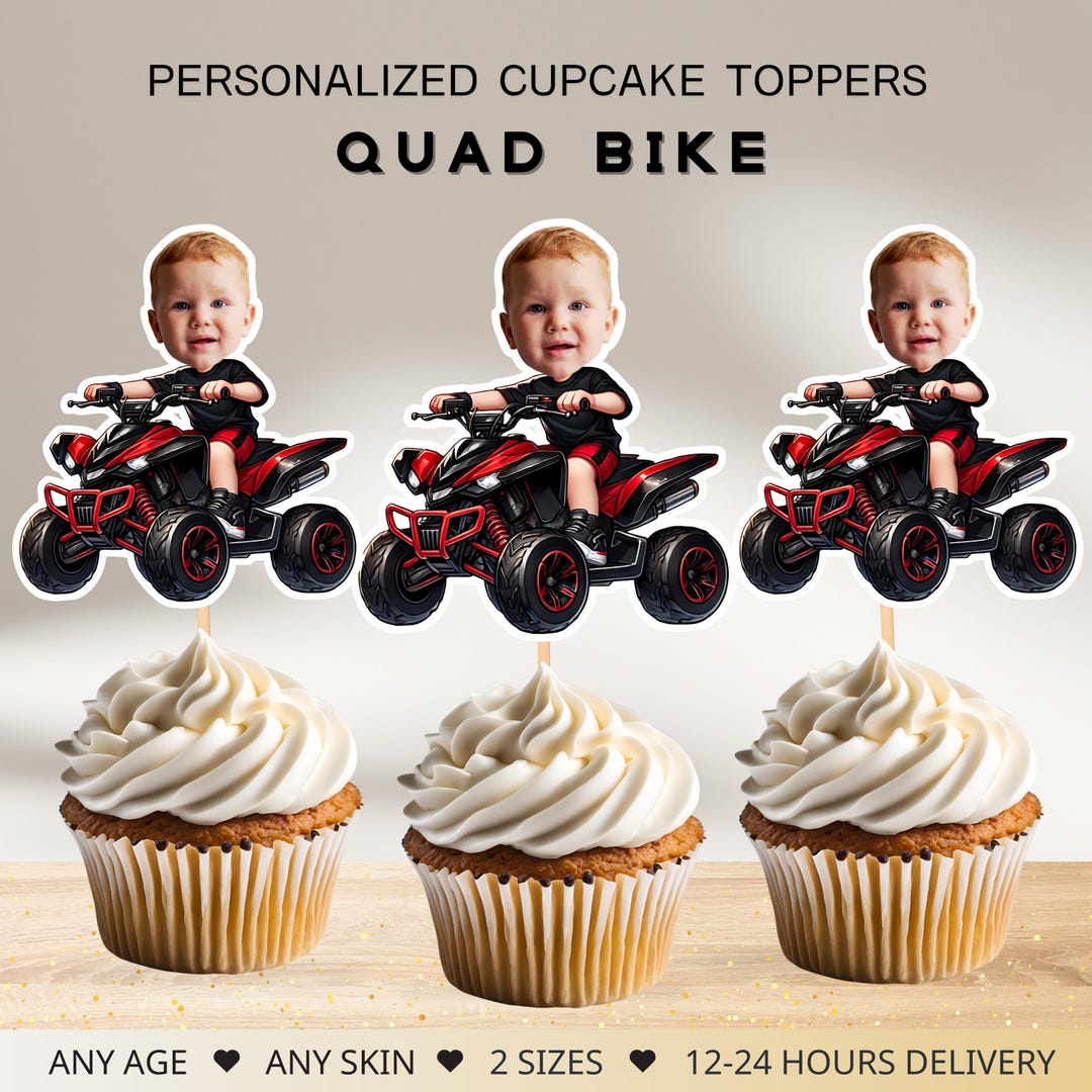 Personalized Quad Bike Cupcake Toppers: Birthday Party Decor (digital ...