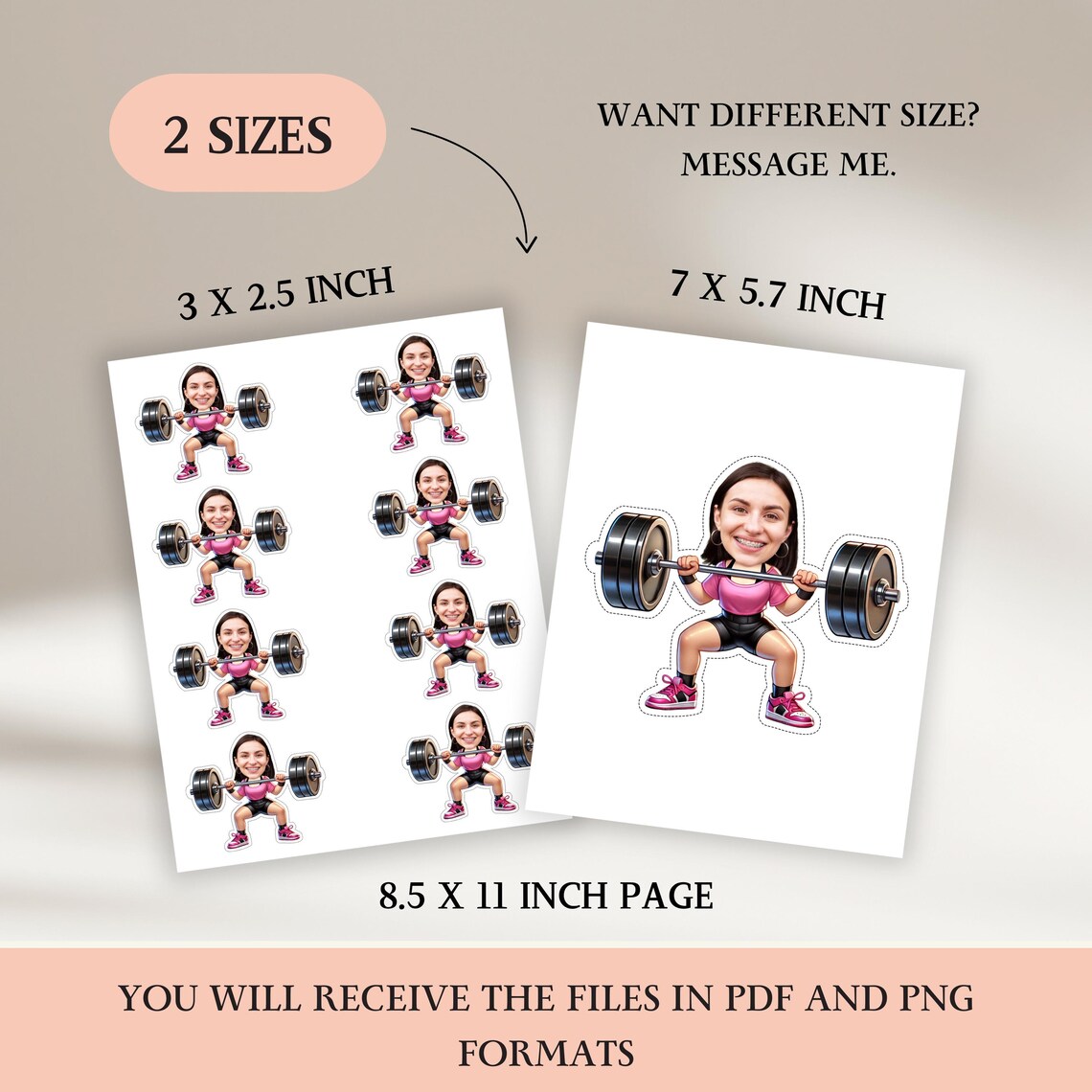 Female Powerlifting Personalized Face Cupcake Toppers, Gym Birthday ...
