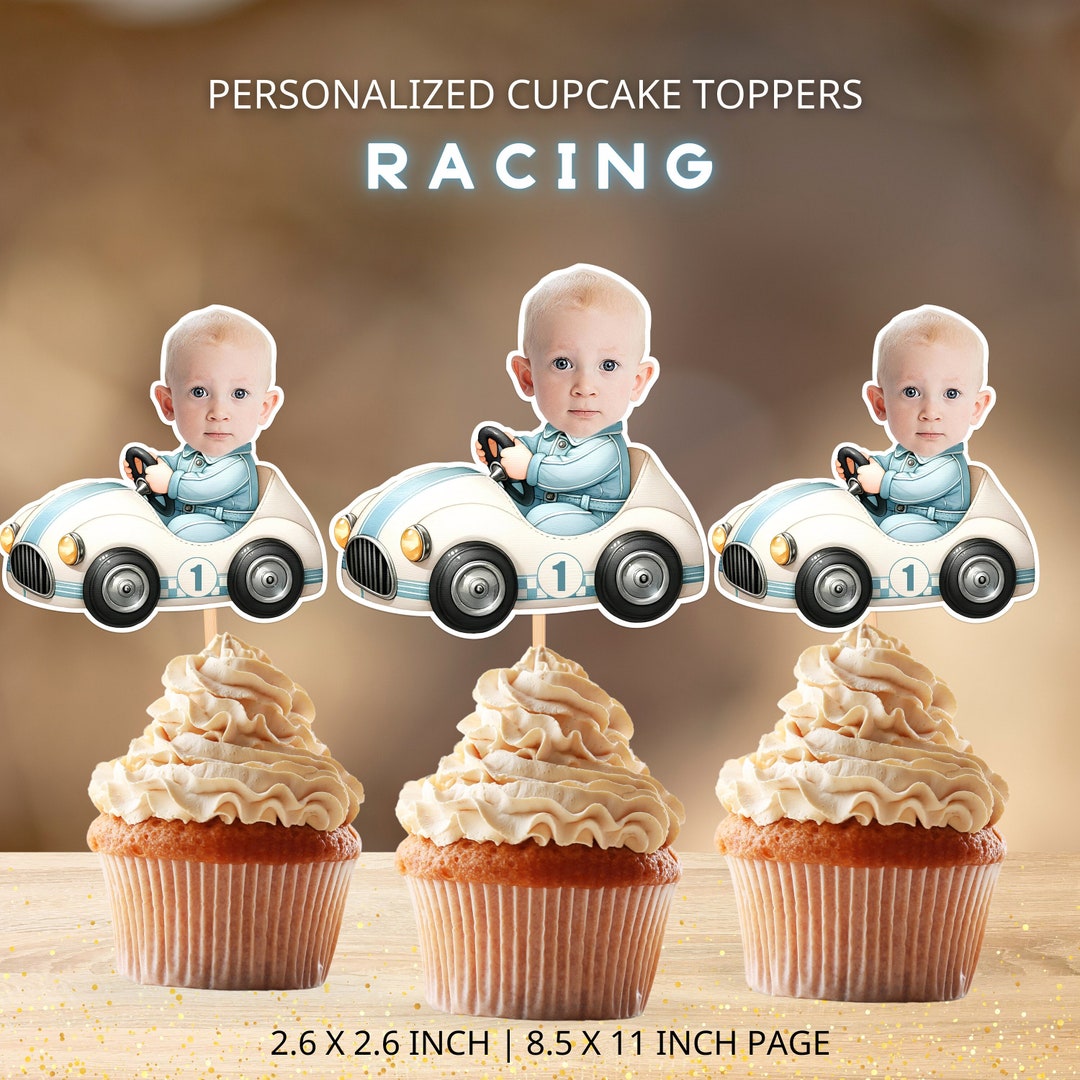 Racing Photo Cupcake Toppers: Personalized Birthday Decor (PDF) - Etsy