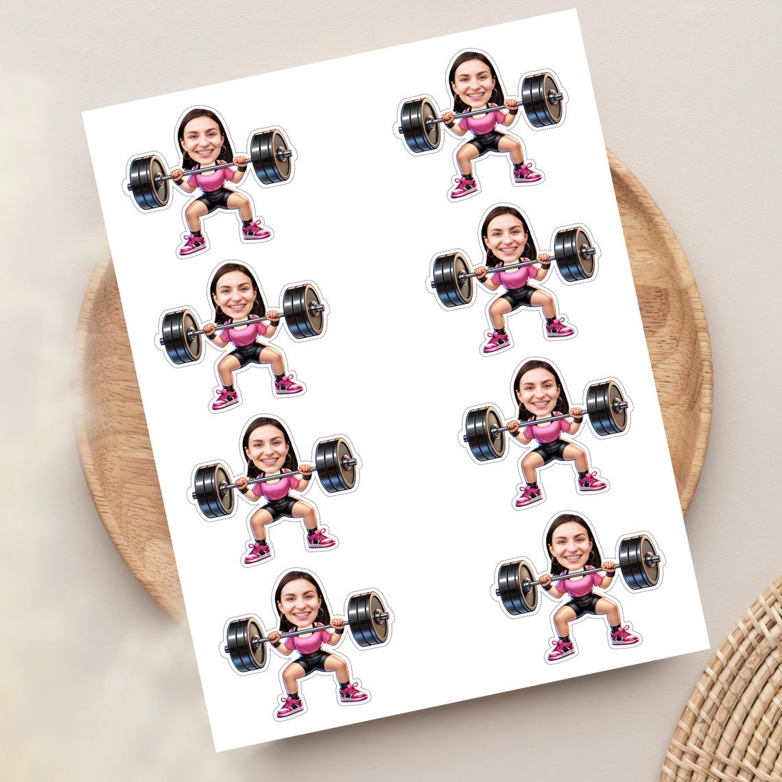 Female Powerlifting Personalized Face Cupcake Toppers, Gym Birthday ...