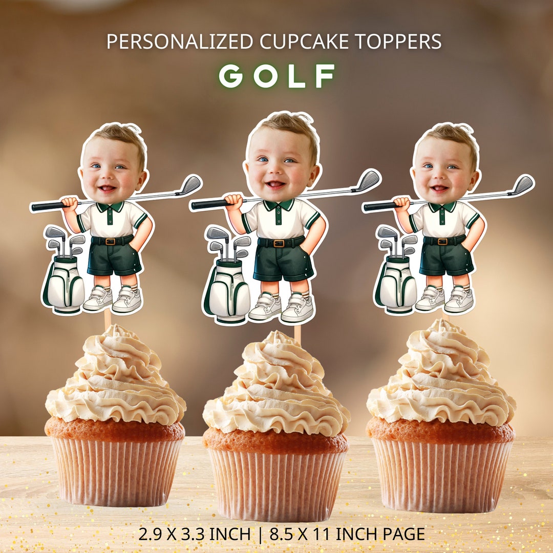 Golf Personalized Face Cupcake Toppers, Golf Party, Digital File - Etsy