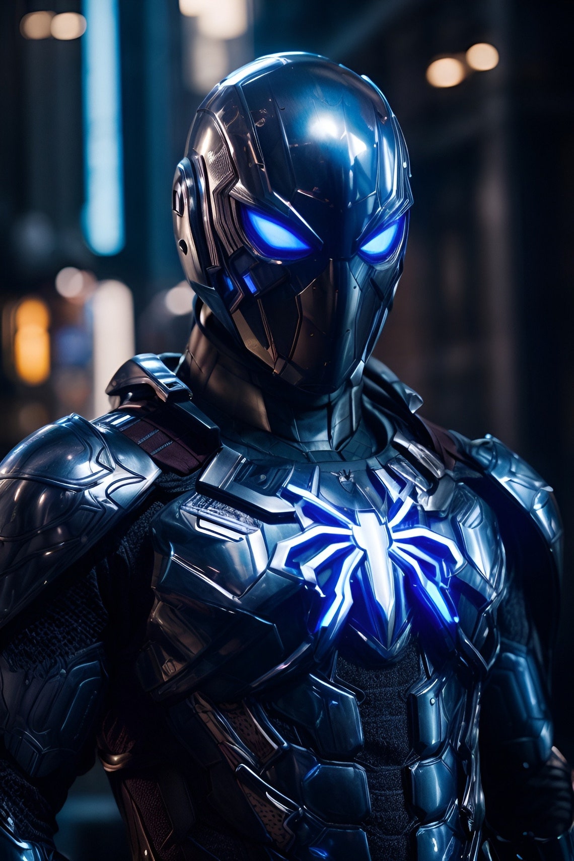 Spider-man: Futuristic Blue Armour - Etsy