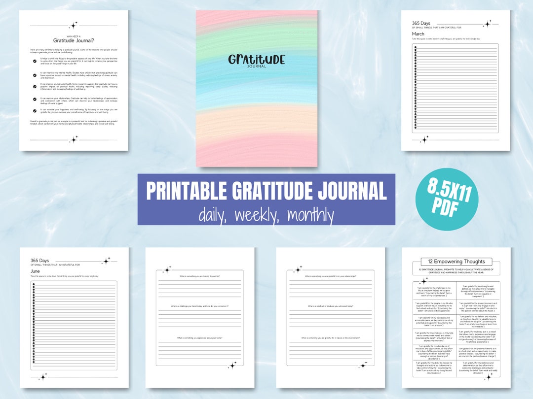 Gratitude Journal - Printable Gratitude Journal - Daily Gratitude ...