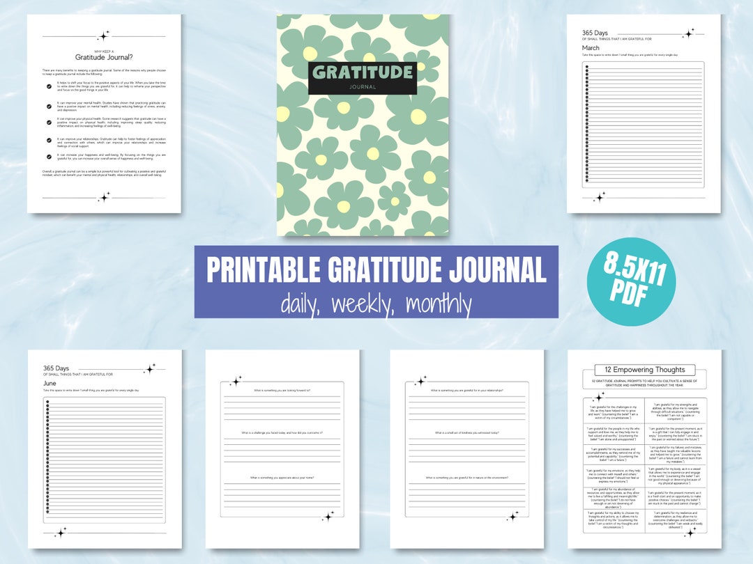 Gratitude Journal - Printable Gratitude Journal - Daily Gratitude ...