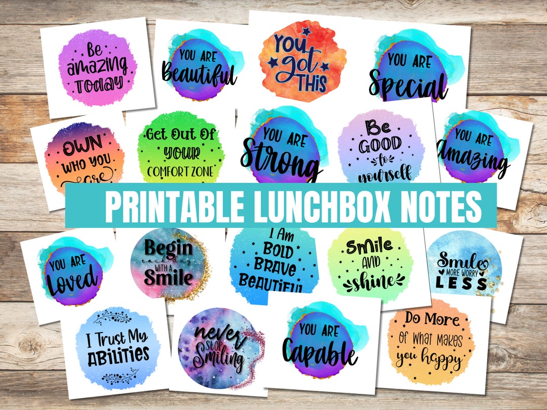 Lunch Notes, Lunch Box Cards, Lunch Box Notes, Positive Affirmation ...