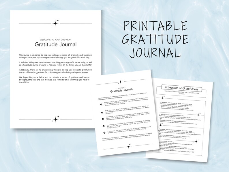 Gratitude Journal - Printable Gratitude Journal - Daily Gratitude ...