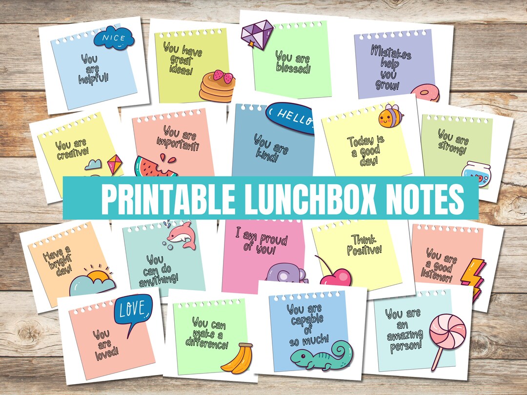 Lunch Notes, Lunch Box Cards, Lunch Box Notes, Positive Affirmations ...