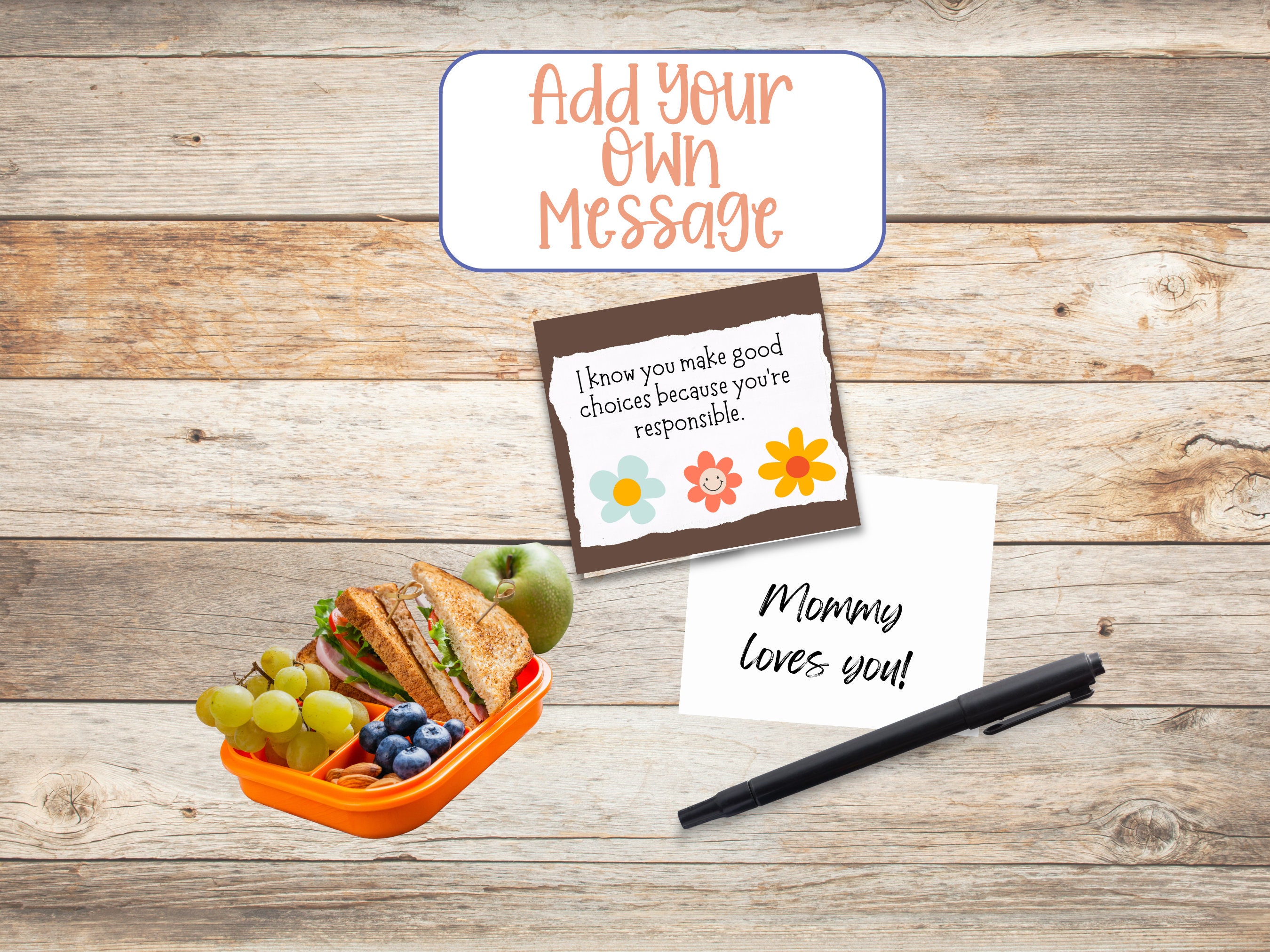 Lunch Notes, Lunch Box Cards, Lunch Box Notes, Encouragement Card, Back ...