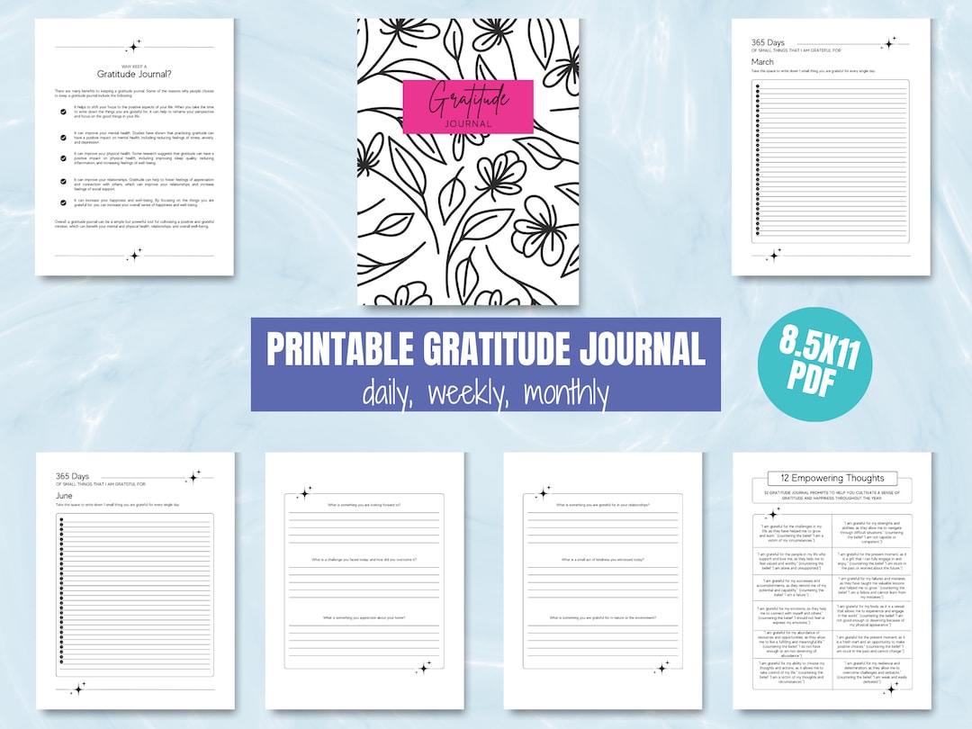 Gratitude Journal - Printable Gratitude Journal - Daily Gratitude ...