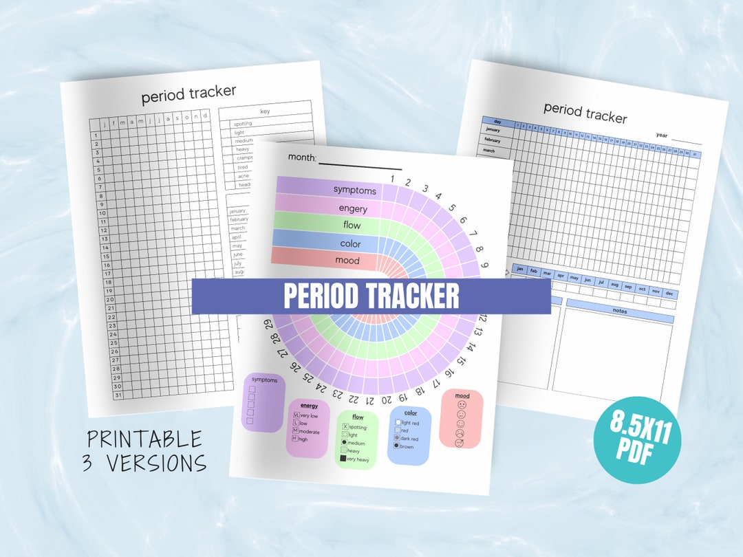 Printable Period Tracker, Printable Menstruation Tracker, Period ...
