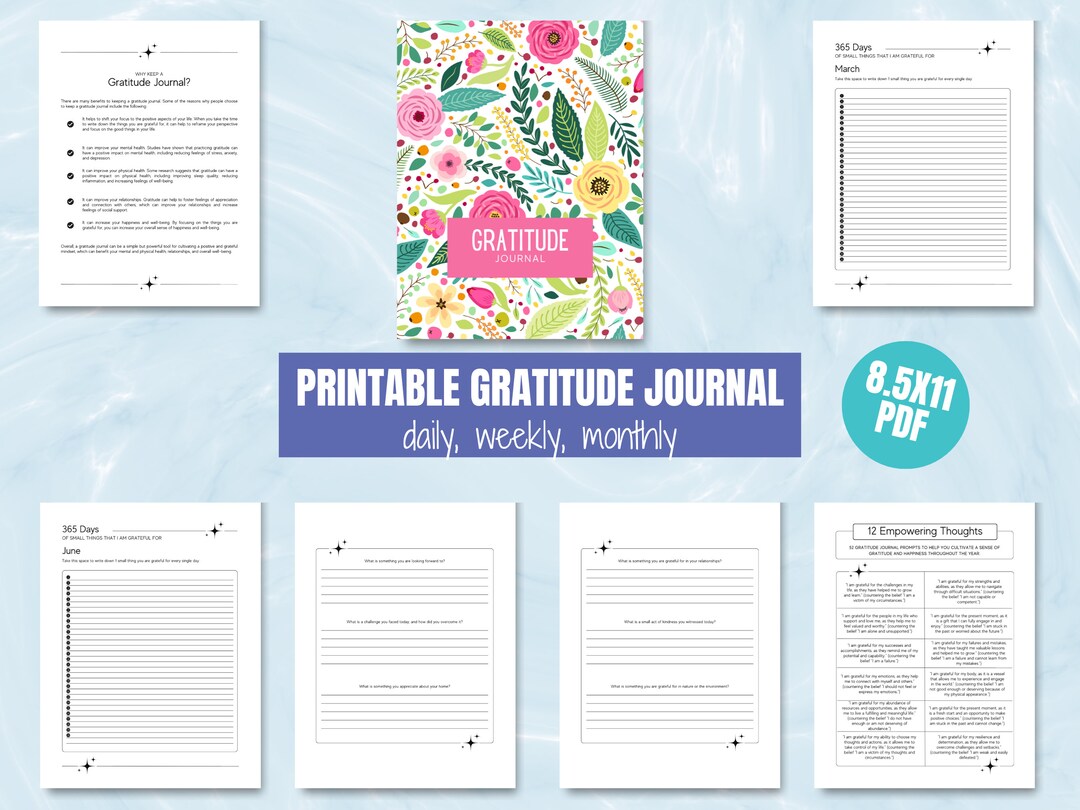 Gratitude Journal - Printable Gratitude Journal - Daily Gratitude ...