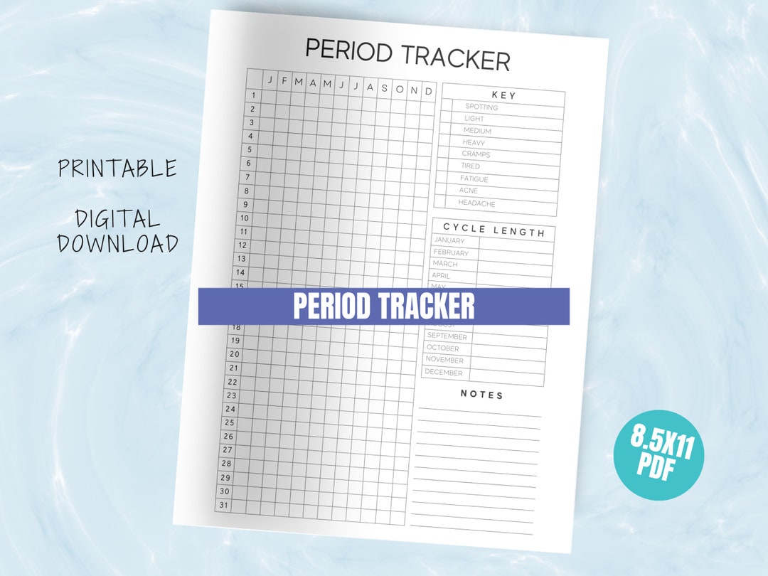 Printable Period Tracker, Printable Menstruation Tracker, Period ...