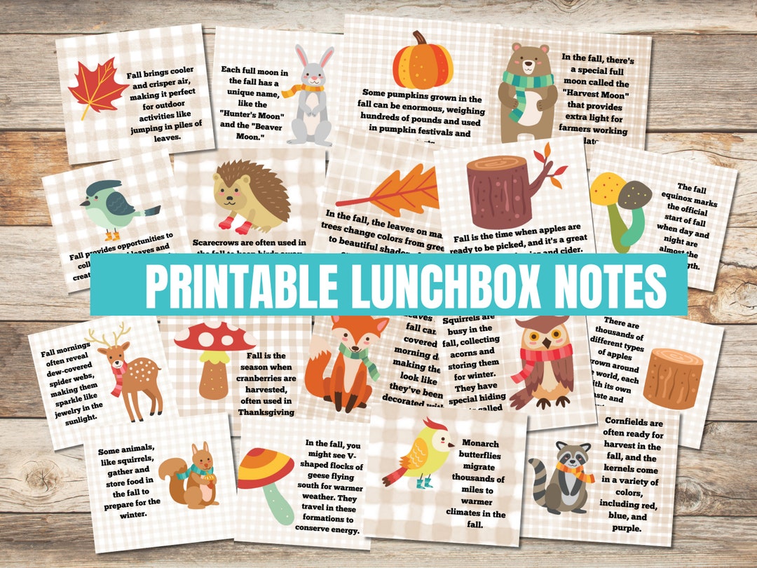 Lunch Notes, Lunch Box Cards, Lunch Box Notes, Fall Themed School ...