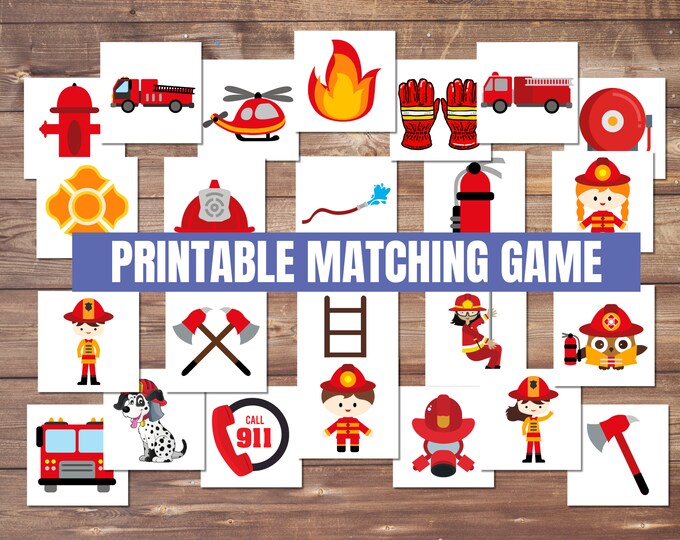 Firefighter Wooden Matching Memory Game | Kids Stocking Stuffer | Busy ...