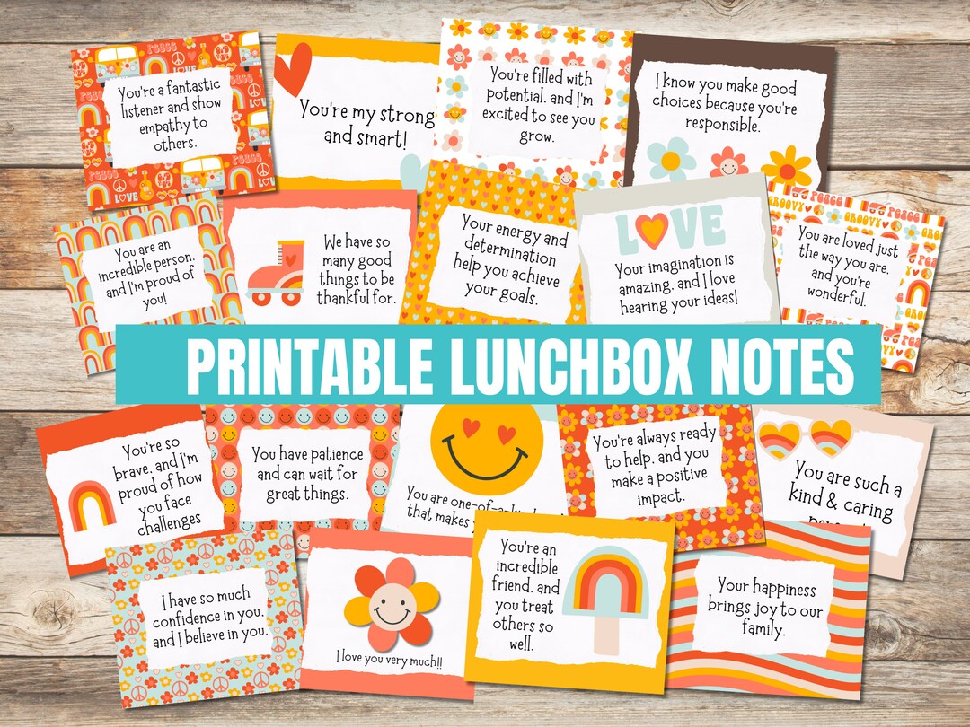 Lunch Notes, Lunch Box Cards, Lunch Box Notes, Encouragement Card, Back ...