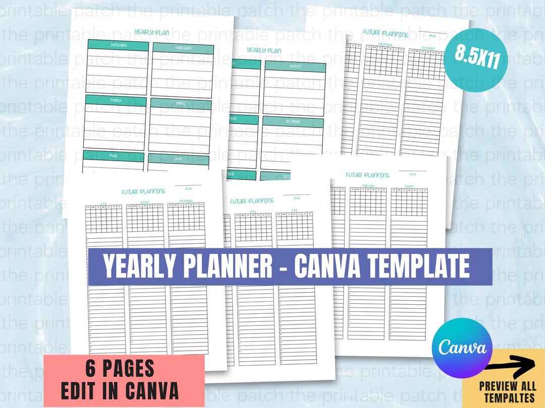 Yearly Planner, Future Planner, Yearly Calendar, Calendar Template ...