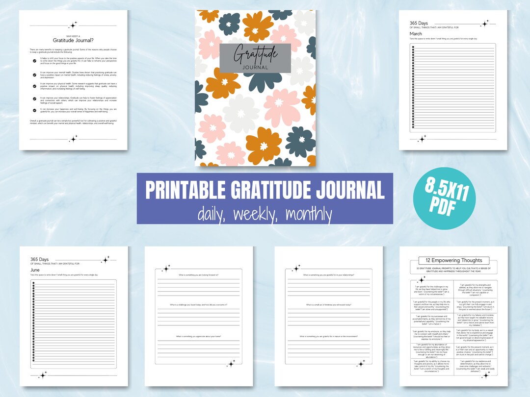 Gratitude Journal - Printable Gratitude Journal - Daily Gratitude ...