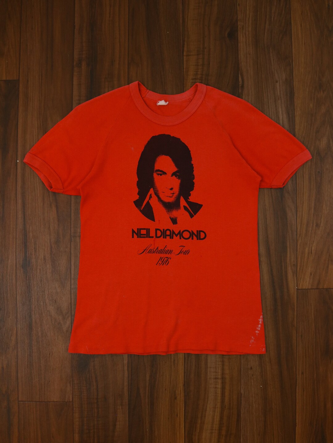 Vintage 70s Neil Diamond Ringer T Shirt S Australian Tour 1976 Red ...